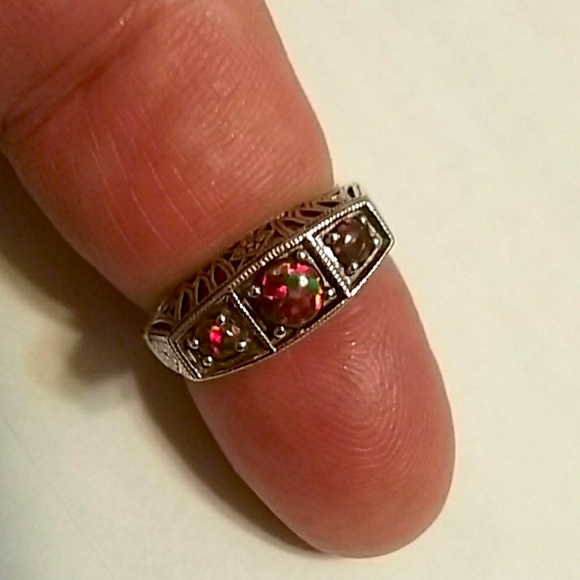 Jewelry | 1ct Red Fire Opal 925 Sterling Silver Ring Size 6 | Poshmark